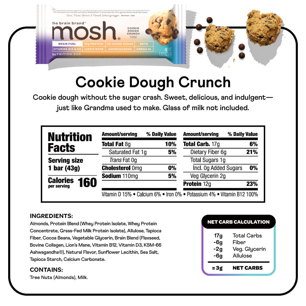 MOSH Cookie Dough Crunch Protein Bars | Gluten-Free & Keto