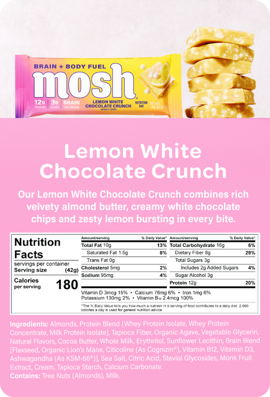MOSH Lemon White Chocolate Crunch Protein Bar — 12-Pack | Brain Health ...