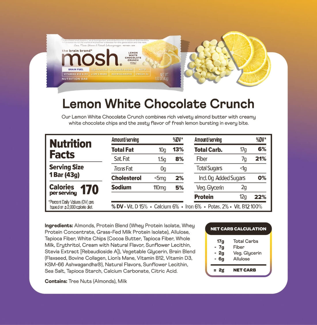 Lemon White Chocolate Crunch Protein Bar | MOSH