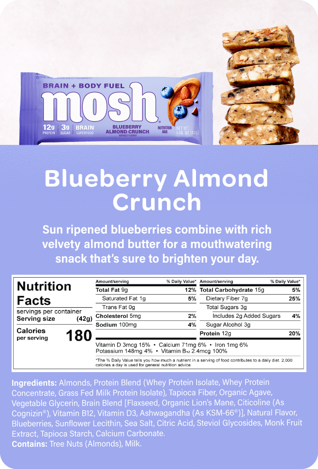 Blueberry Almond Crunch Protein Bar | MOSH