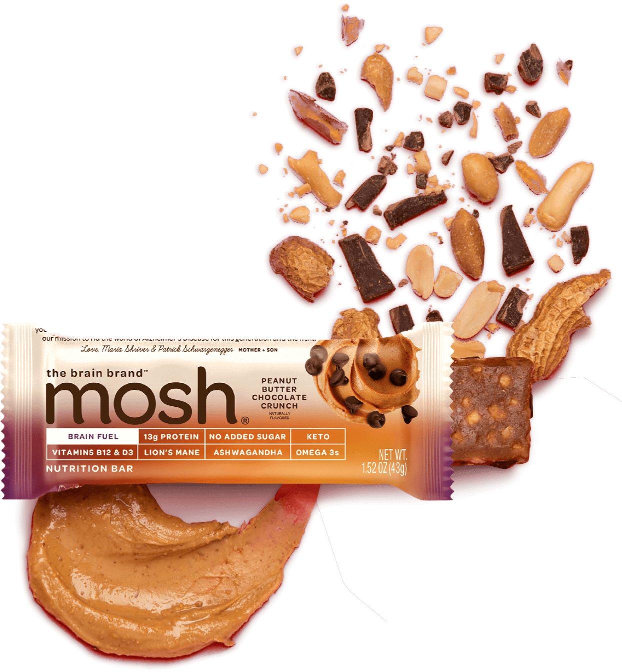MOSH Peanut Butter Chocolate Crunch Protein Bars | 12 Pack