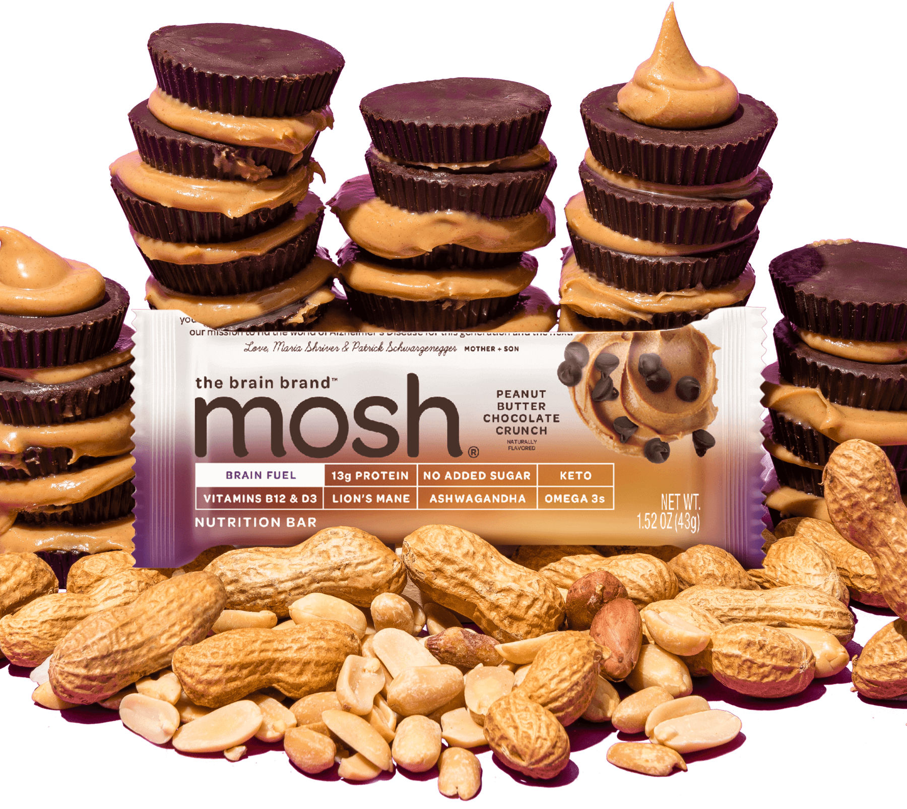 MOSH Peanut Butter Chocolate Crunch Protein Bars | 12 Pack