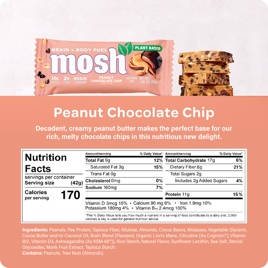 MOSH Vegan Plant-Based Protein Bar Variety Pack — 15 Bars | Brain ...