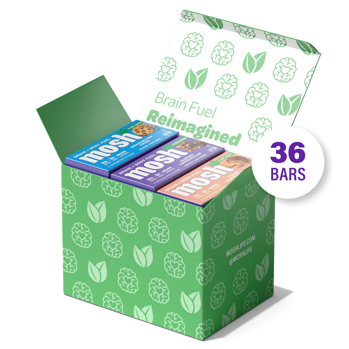 MOSH Vegan Plant-Based Protein Bar Variety Pack — 15 Bars | Brain ...